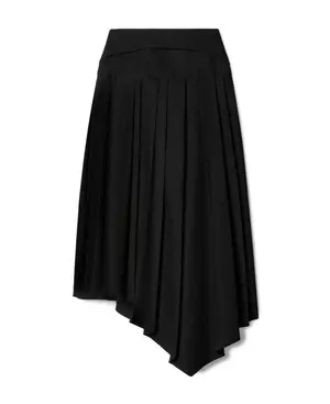 Off-White Asymmetrical Pleated Skirt With Belt