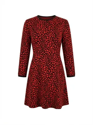 Sportmax Long Sleeve Heart Print Mini Dress