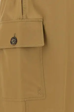 Saint Laurent Button Detailed Belted Pencil Skirt - Beige