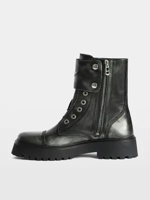 Zadig&Voltaire Leather Combat Boots - Black