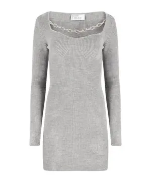 Giuseppe Di Morabito Long-sleeve Dress With Crystal Chain Neckline
