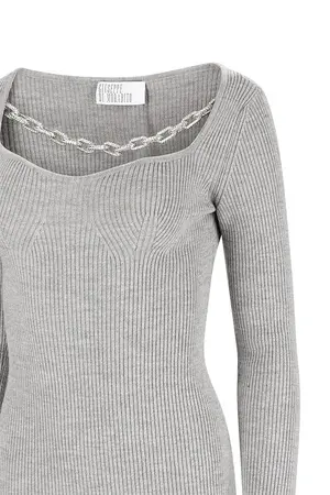 Giuseppe Di Morabito Long-sleeve Dress With Crystal Chain Neckline