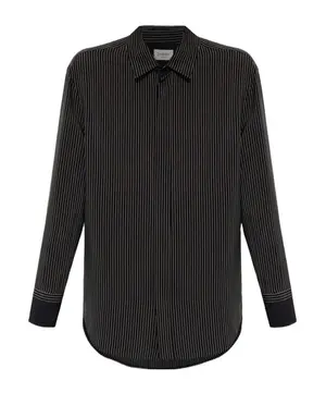 Saint Laurent Striped Button-up Shirt - Black