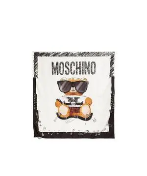 Moschino Teddy Bear Printed Scarf - White