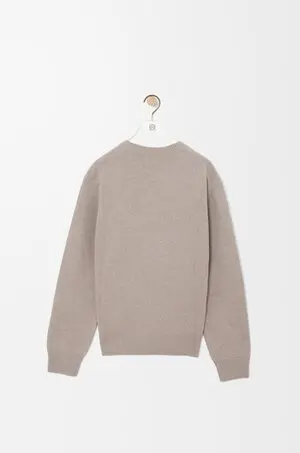 Loewe Logo Embroidered Crew Neck Sweater - Light Gray