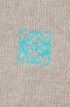 Loewe Logo Embroidered Crew Neck Sweater - Light Gray