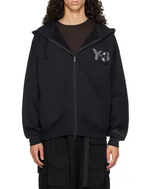 Y3 Logo Printed Zip-up Hoodie
