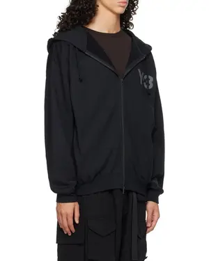 Y3 Logo Printed Zip-up Hoodie