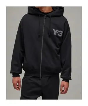 Y3 Logo Printed Zip-up Hoodie