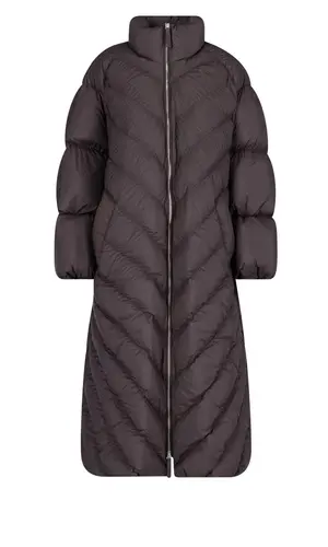 Khaite High Neck Padded Zip Up Longline Jacket - Black