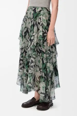 Loewe Floral Print Ruffled Skirt - Multicolor