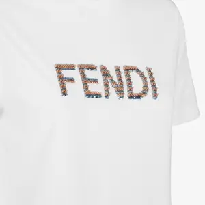 Fendi Logo Sequin Embellished Crewneck T-shirt - White