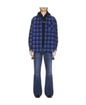 Off-White Checked Long-sleeved Shirt - Blue