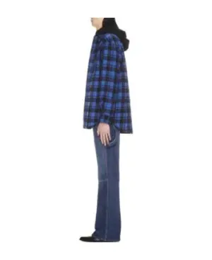 Off-White Checked Long-sleeved Shirt - Blue