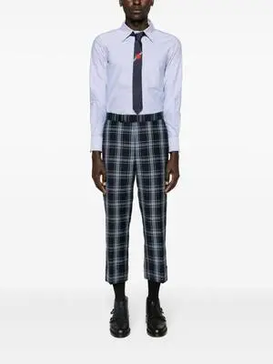 Thom Browne Rwb Striped Long-sleeved Shirt - Light Blue