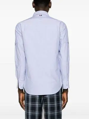 Thom Browne Rwb Striped Long-sleeved Shirt - Light Blue