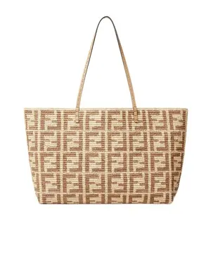 Fendi Large Ff Crochet Tote Bag - Beige