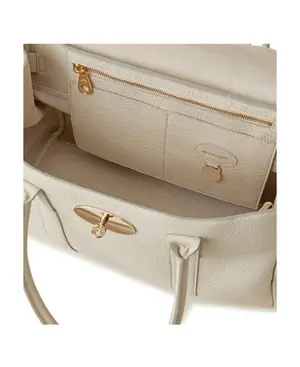 Mulberry Pebbled Textured Detail Top-handle Tote Bag