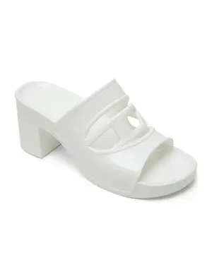 DIESEL® Sa-bonnie Mules With Cut-out Logo Detail - White