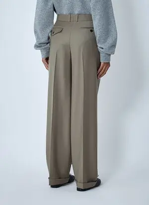 THE ROW Sorina Pleated Turn-up Pants - Gray