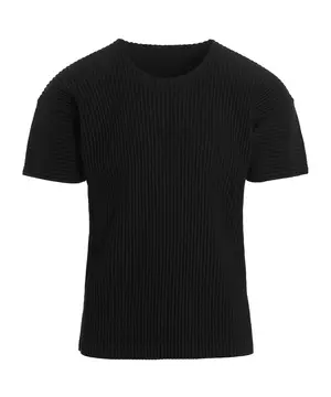 Issey Miyake Homme Plissé Pleated Crewneck T-shirt - Black