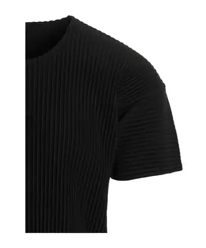 Issey Miyake Homme Plissé Pleated Crewneck T-shirt - Black