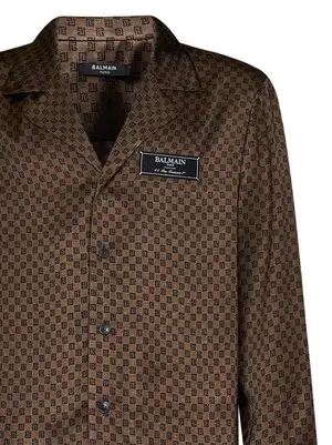 Balmain Monogram-print Satin Shirt