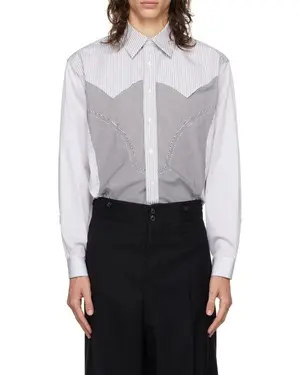 MAISON MARGIELA Panelled Striped Button-up Shirt - White