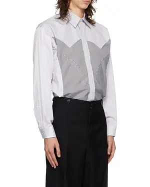 MAISON MARGIELA Panelled Striped Button-up Shirt - White