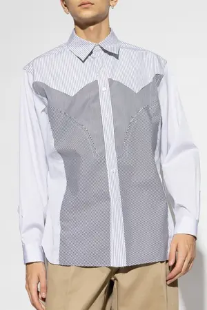 MAISON MARGIELA Panelled Striped Button-up Shirt - White