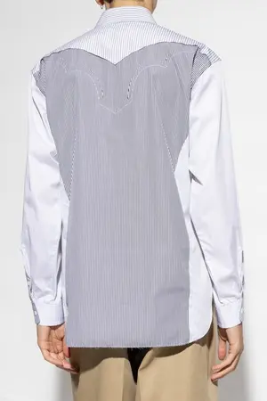 MAISON MARGIELA Panelled Striped Button-up Shirt - White