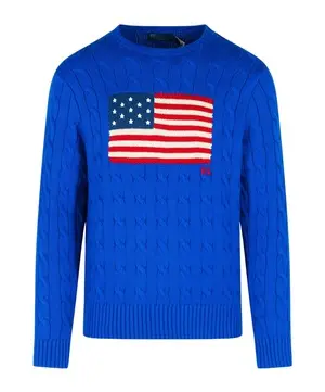 Polo Ralph Lauren Cable Knit Flag Jumper - Blue