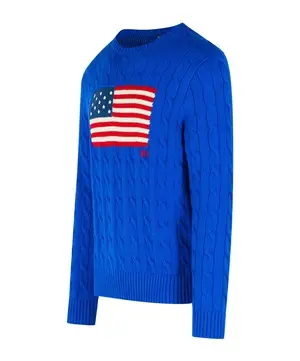 Polo Ralph Lauren Cable Knit Flag Jumper - Blue