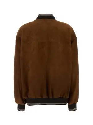 Miu Miu Suede Bomber Jacket With Embossed Monogram