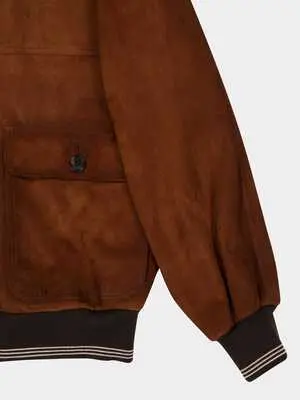 Miu Miu Suede Bomber Jacket With Embossed Monogram