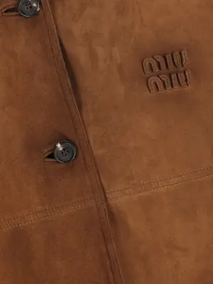 Miu Miu Suede Bomber Jacket With Embossed Monogram