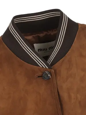 Miu Miu Suede Bomber Jacket With Embossed Monogram