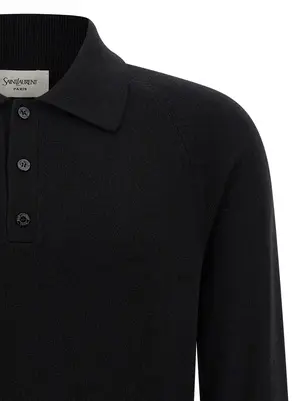 Saint Laurent Long-sleeved Polo Sweater