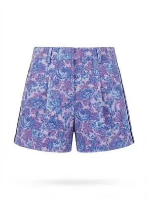 Sportmax Floral Printed Pleated Shorts - Blue