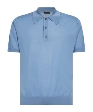 Prada Short-sleeved Knitted Polo Shirt - Pilot Blue