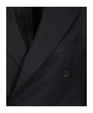 Tagliatore Double-breasted Herringbone Blazer - Black