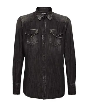 Dsquared2 Distressed Denim Shirt - Black