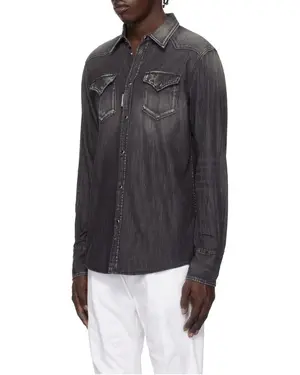 Dsquared2 Distressed Denim Shirt - Black