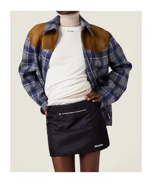 Miu Miu Technical Gabardine Mini Skirt With Zip Pocket