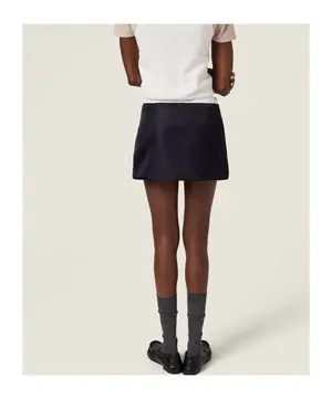 Miu Miu Technical Gabardine Mini Skirt With Zip Pocket