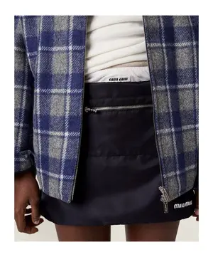 Miu Miu Technical Gabardine Mini Skirt With Zip Pocket