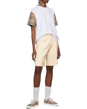Burberry Crewneck Short Sleeve T-shirt With Check Sleeves