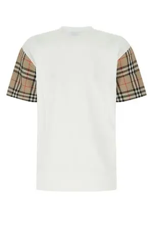 Burberry Crewneck Short Sleeve T-shirt With Check Sleeves