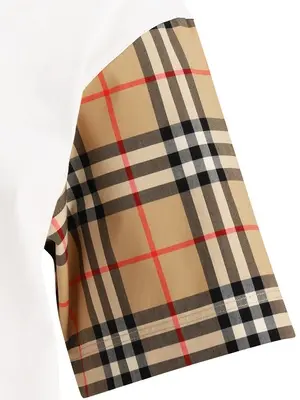Burberry Crewneck Short Sleeve T-shirt With Check Sleeves