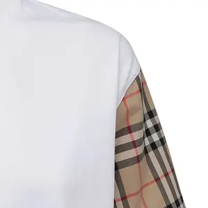 Burberry Crewneck Short Sleeve T-shirt With Check Sleeves